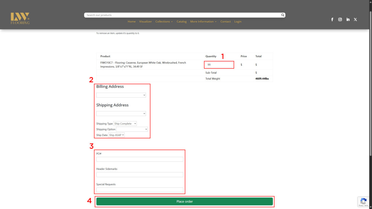 Online Order Instructions | LW Flooring